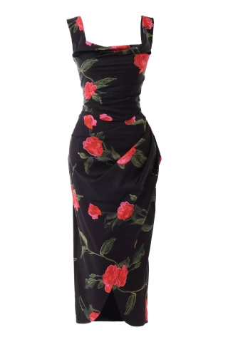 Printed Satin Sleeveless Midi Set | All | Fervente