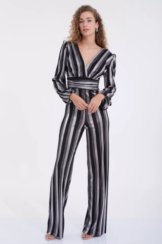 Silver Satin Long Sleeve Maxi Overalls | All Standard Size Products ...