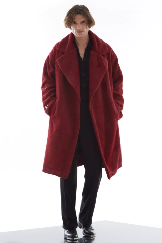 Maroon Bunny Long Sleeve Maxi Coat | Coat | KeiKei