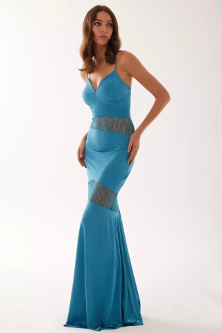 Oil Satin Sleeveless Long Dress | Lace Dresses | KeiKei