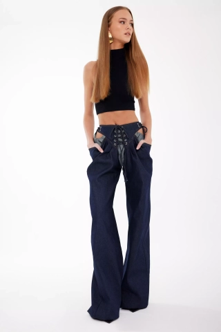 Navy Blue Kot Long Pants | City Rendez Vous | KeiKei