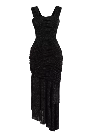 Black Knitted Sleeveless Midi Dress | Dress | KeiKei