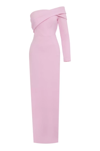 Blush Crepe One Arm Long Dress | All | KeiKei